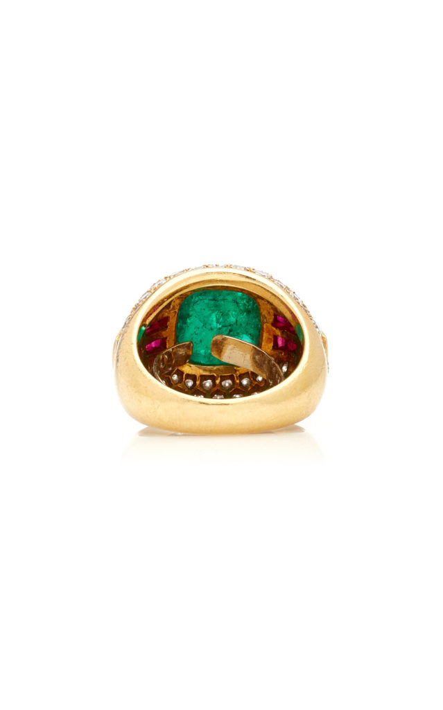 Sugarloaf Emerald Ruby and Diamond Ring - Eleuteri